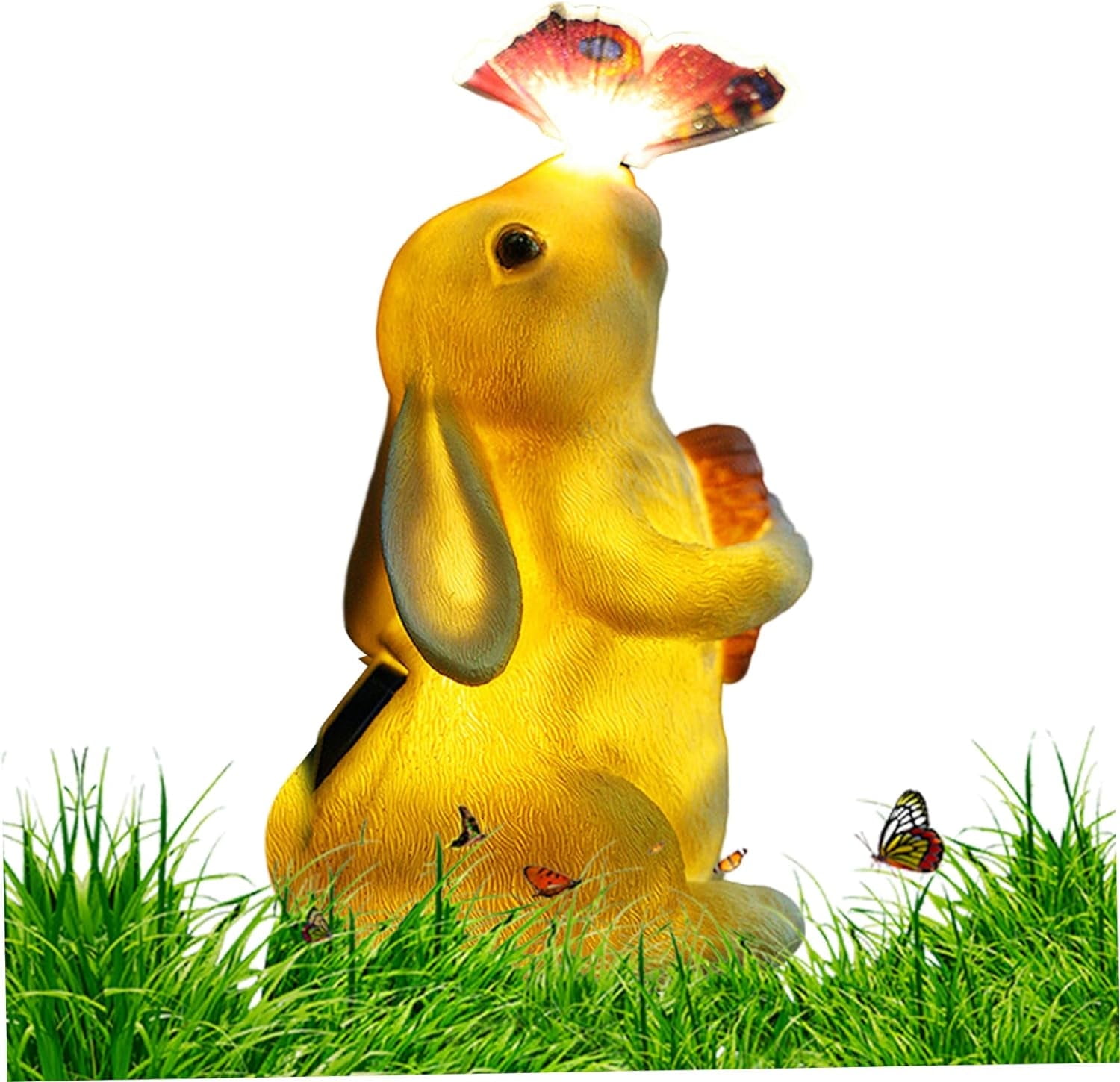 Garden Outdoor Decor, Rabbit Solar Light, Rabbit with Solar Butterfly ...