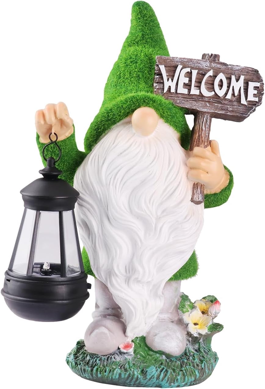 Garden Outdoor Statues, Solar Gnome Statues,Gnome Decorations with ...