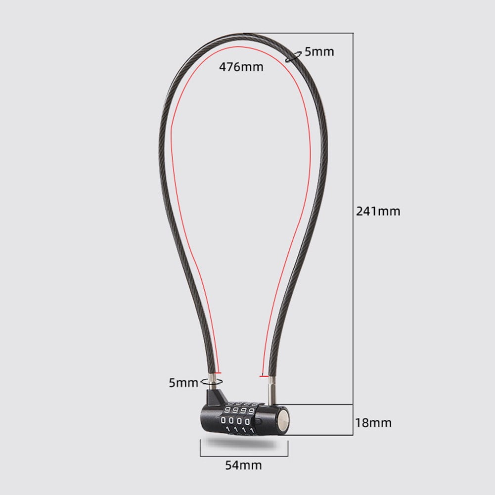Garden Padlock Combination Lock Indoor Safety 5Mm Steel Cable Anti ...