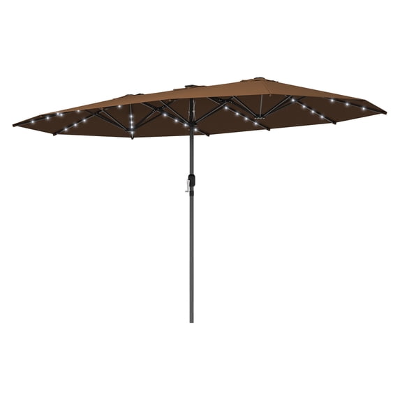 Garden Parasol, Double-Sided Solar LED Umbrella, 14.8ft Patio Coffee ...