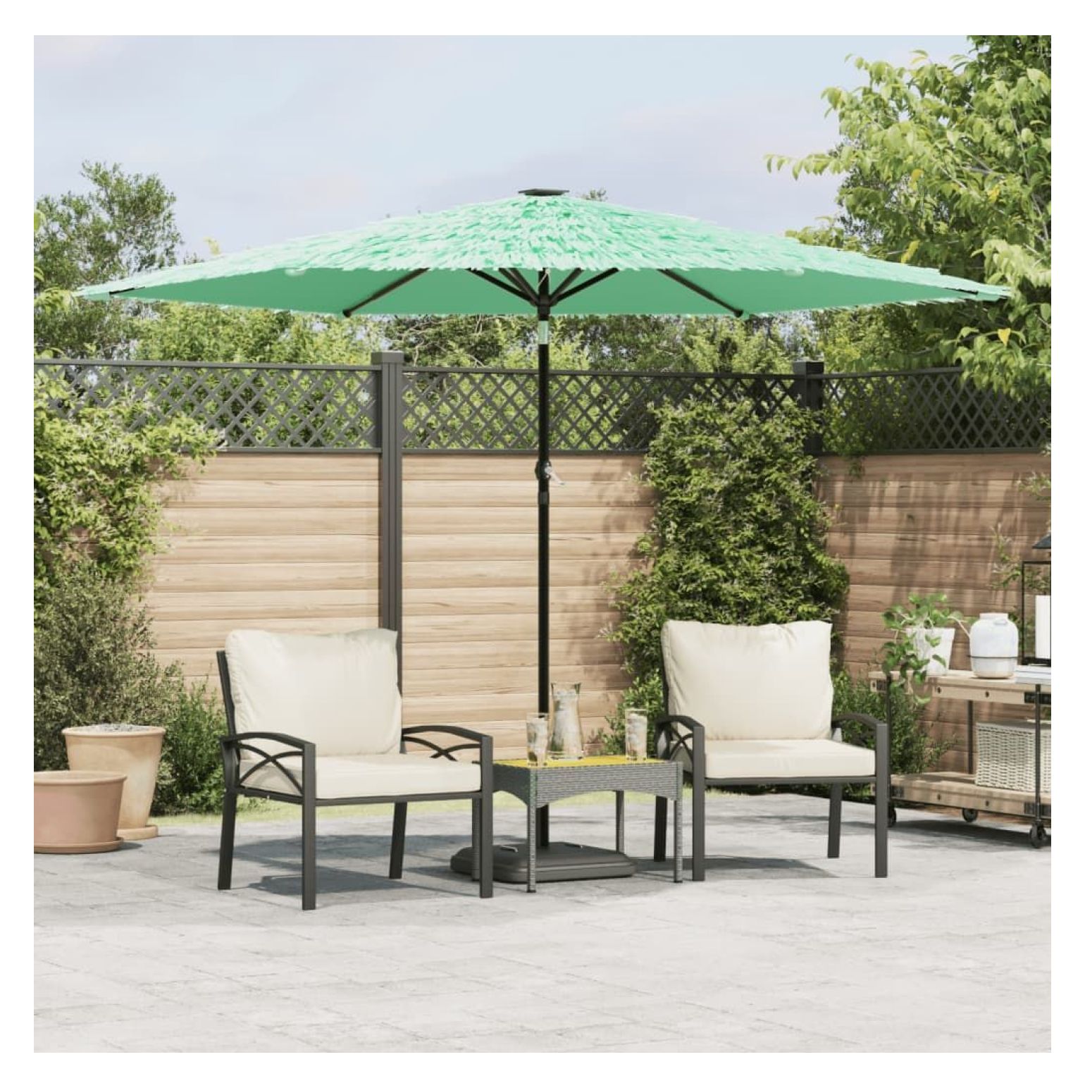 Garden Parasol Green Polyester Large Collapsible Garden Parasol ...