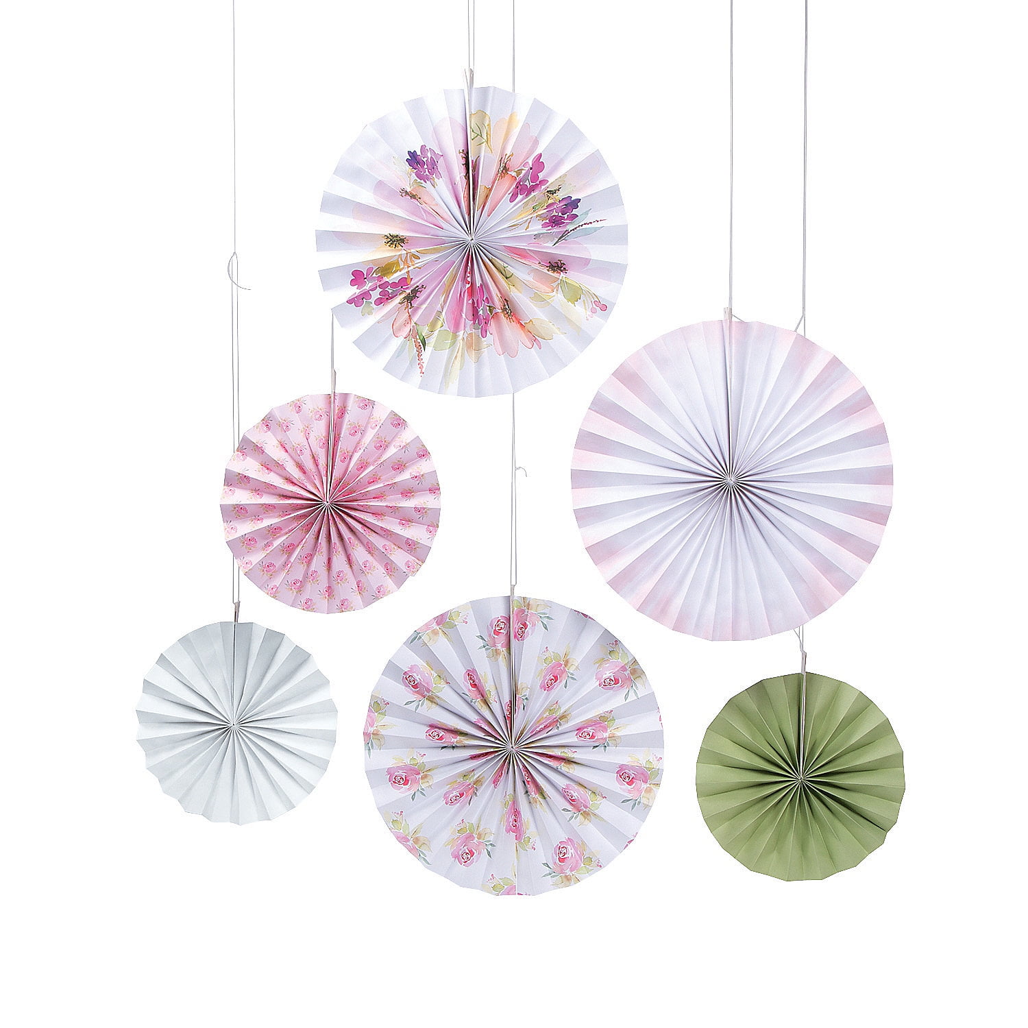 Garden Party Printed Hanging Fans - Party Decor - 6 Pieces - Walmart.com