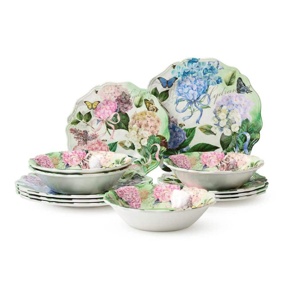 Garden Path 12-Piece Multi-Colored Melamine Dinnerware Set - Walmart.com