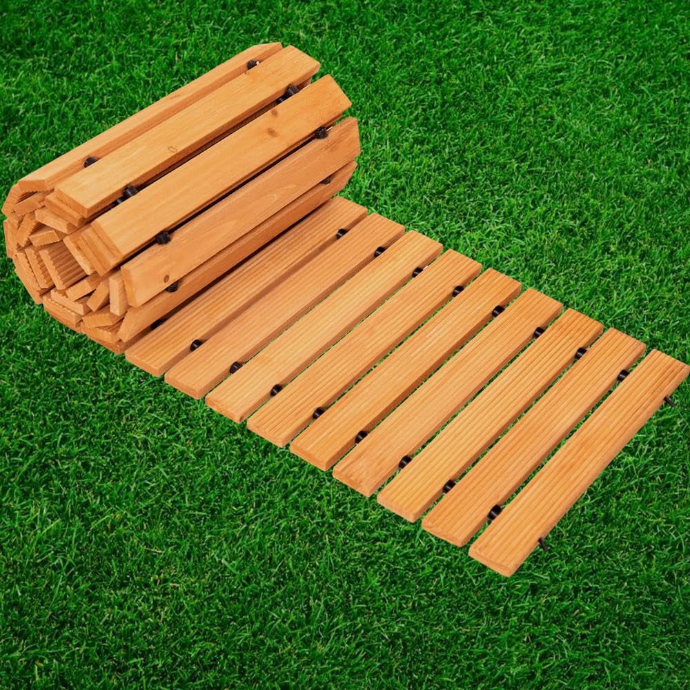 Garden Pathway, 8FT Roll Out Wooden Garden Pathway, Straight Cedar ...