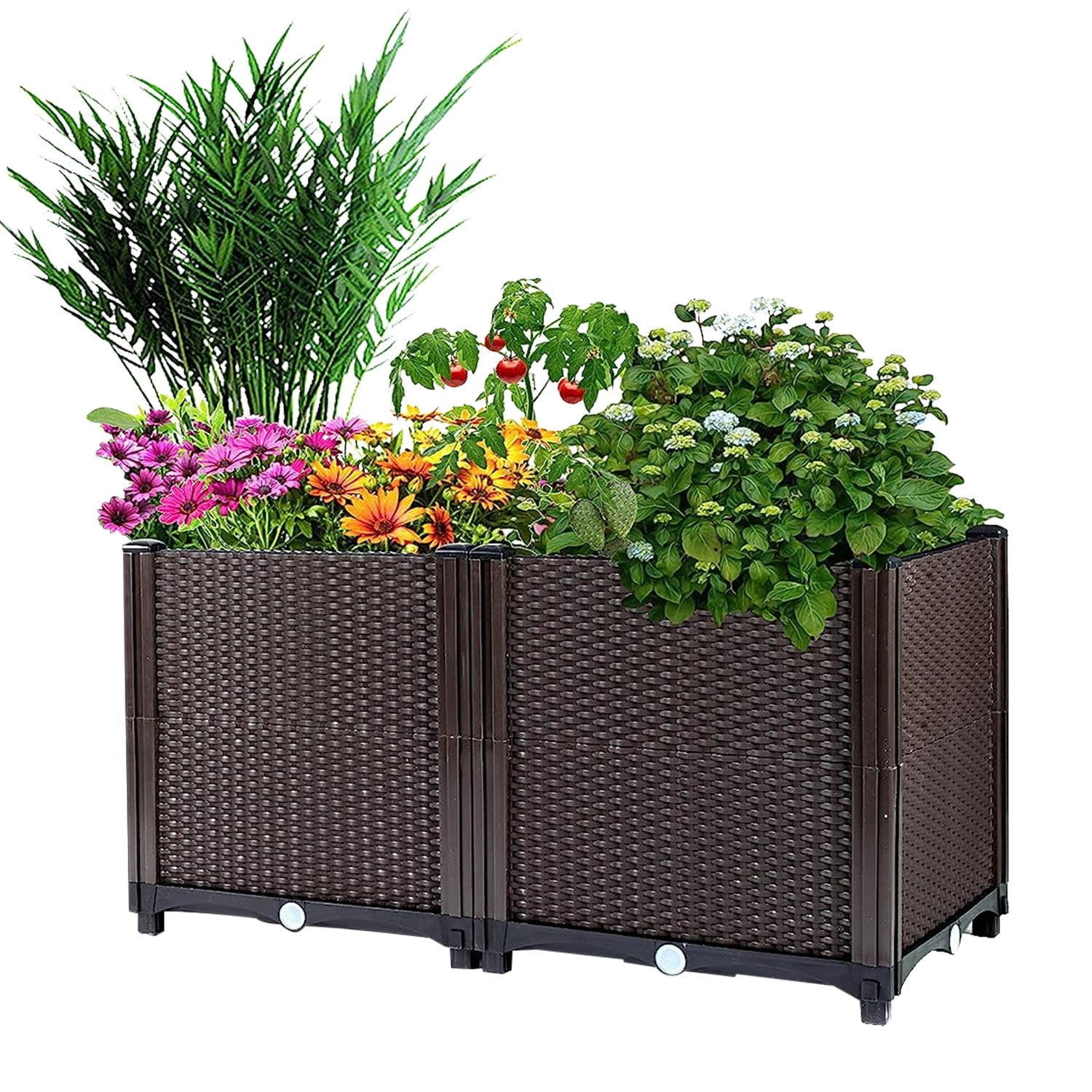 Garden Patio Bed TeqHome Plant Growth Box PP Rectangle Elevated Planter ...