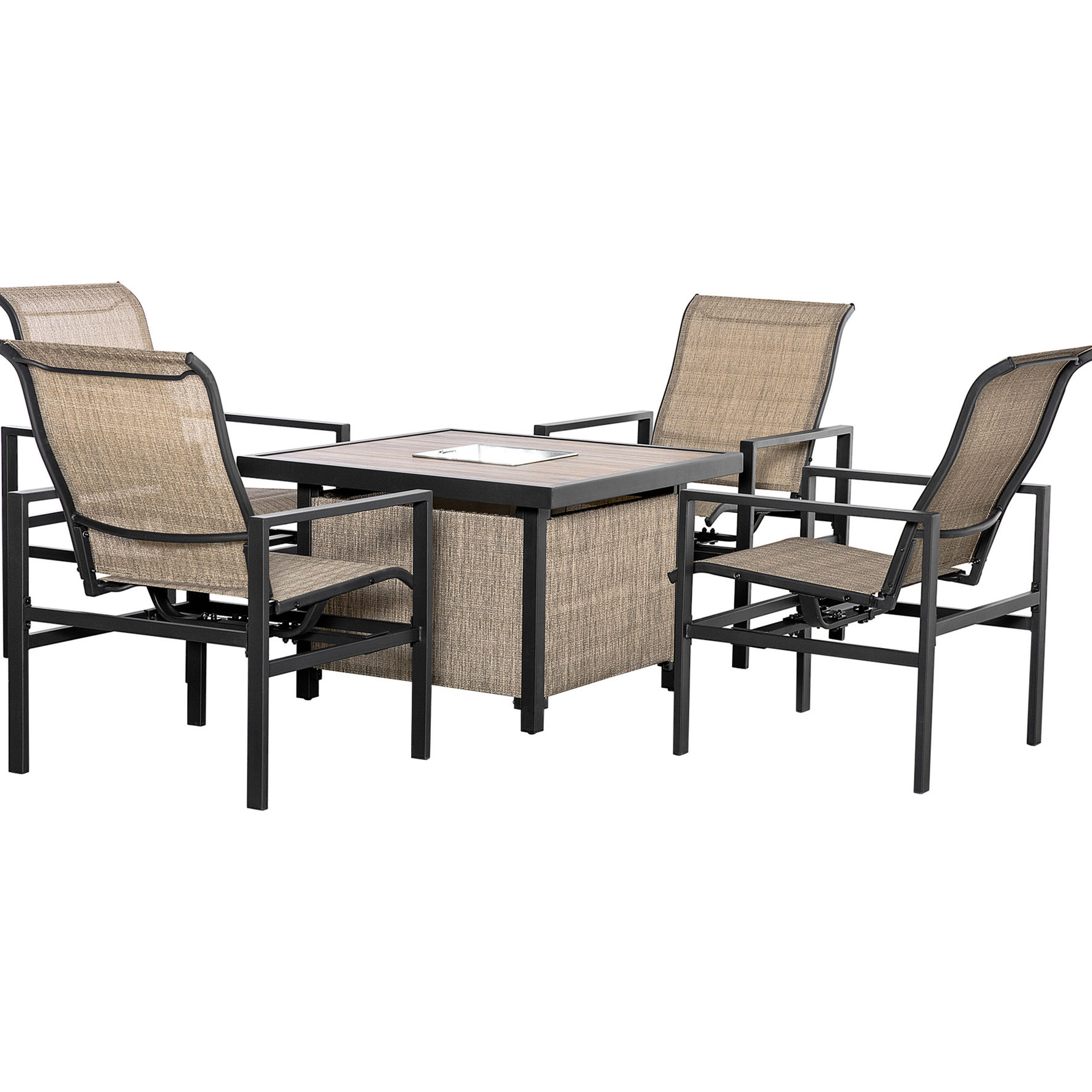 Garden Patio Set / 5 Piece Beige Steel Set with Ample Seating and Ice ...