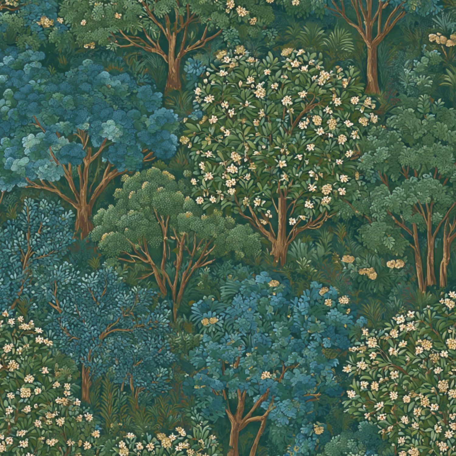 Garden Peel and Stick Wallpaper 23.6in x 9.8ft Green Blue Forest ...