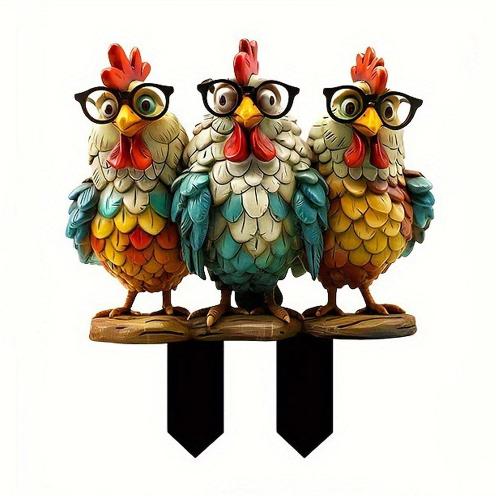 Garden Plant Decor Acrylic Chicken Design Stake Ground Insert For ...