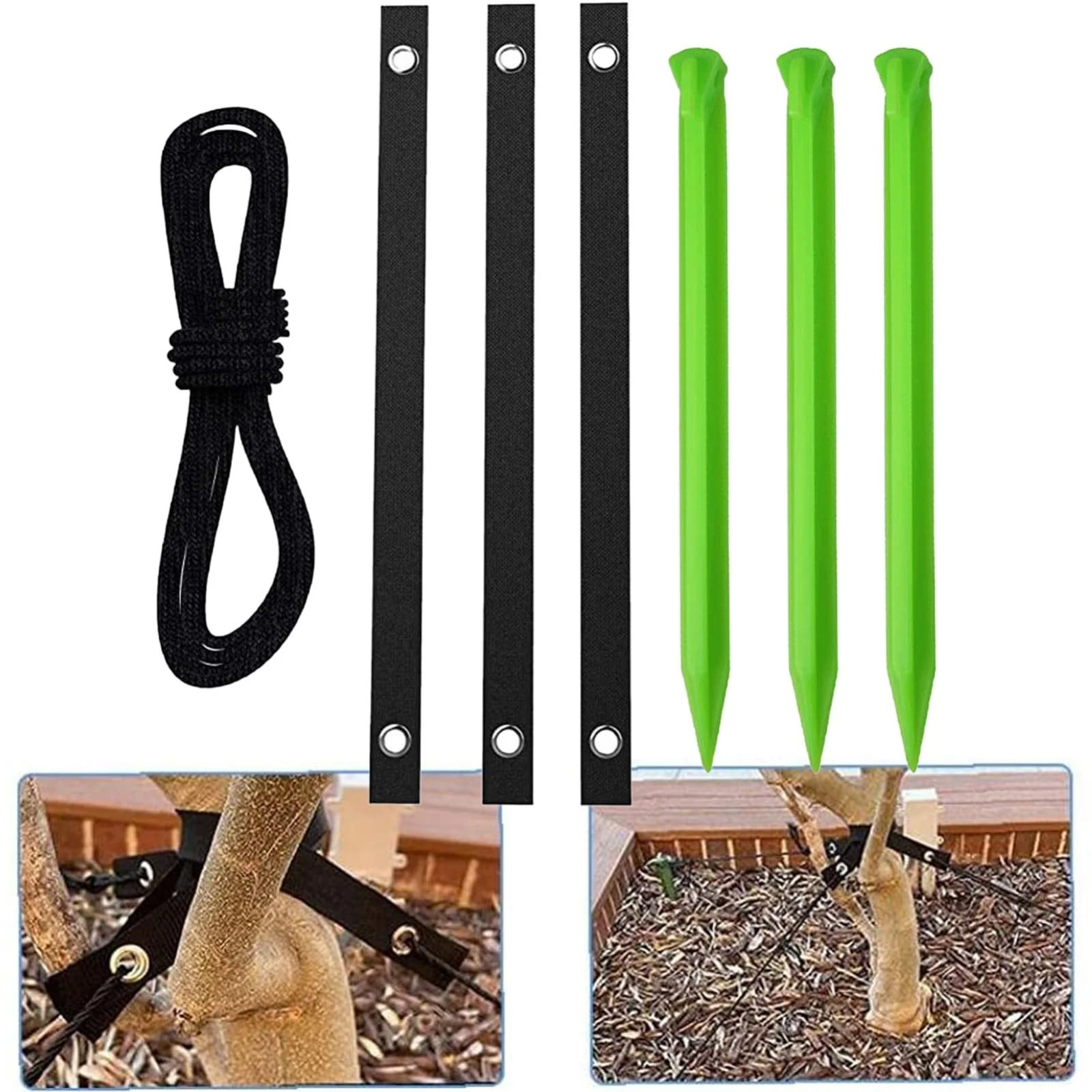 Garden Plant Support Anchor Green Kit, Tree Support Stakes, Garden ...