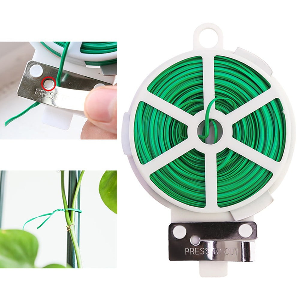 Garden Plant Support Green Fixing Tie Wire Strapping Rope With Cutter ...