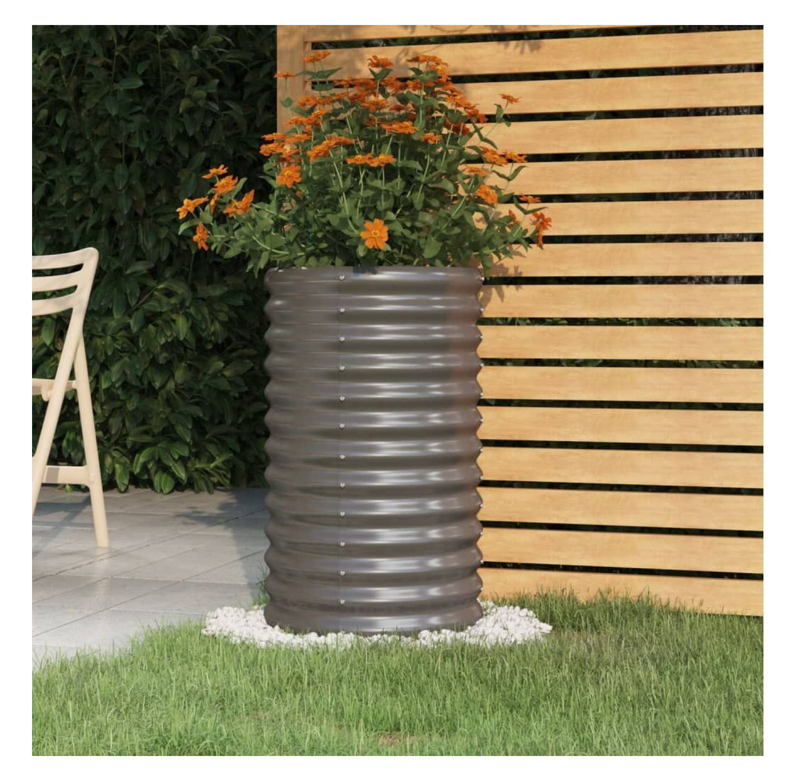 Garden Planter Powder-coated Steel 15.7"x15.7"x26.8" Gray - Walmart.com