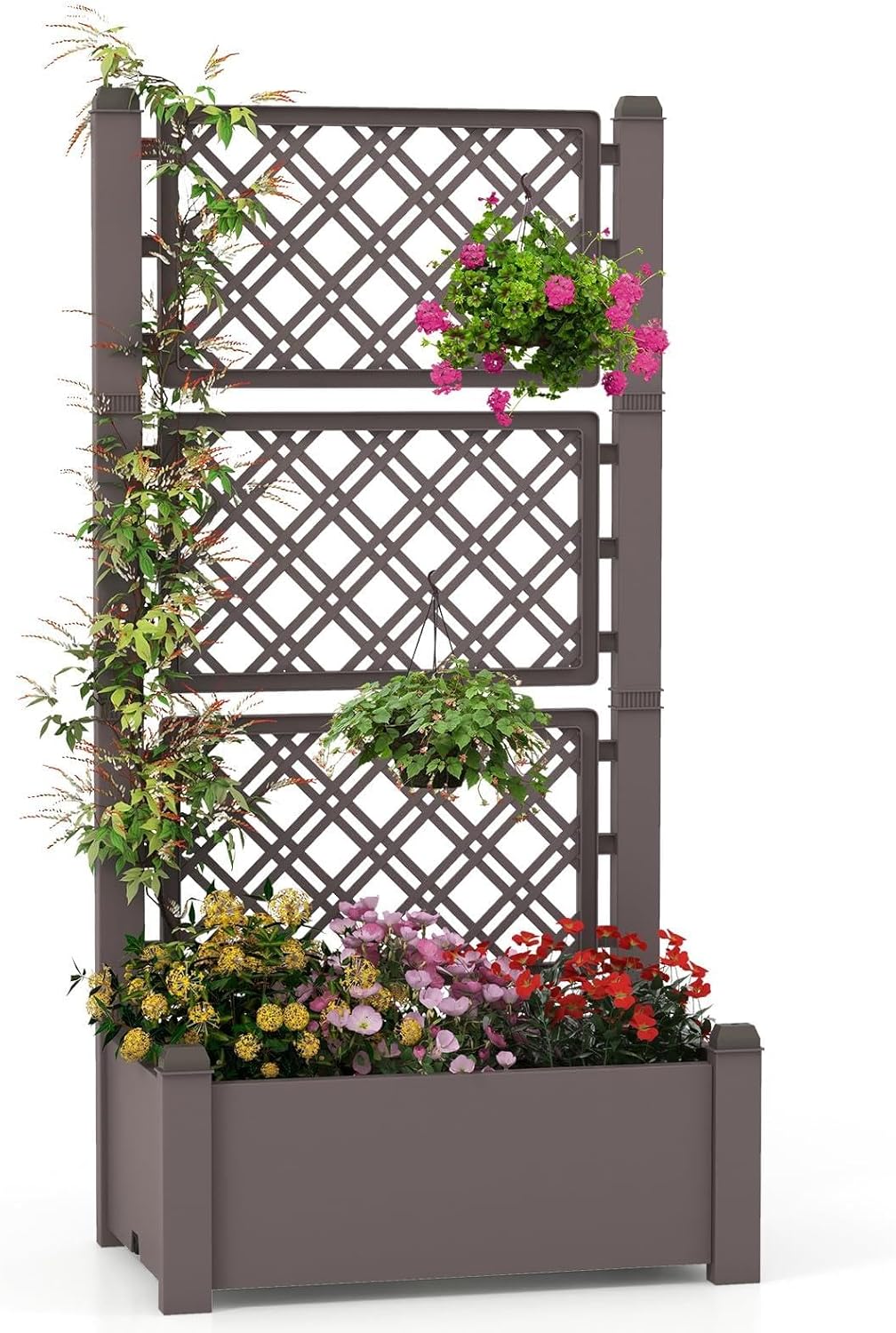 Garden Planter with Trellis, Self Watering Raised Garden Bed with ...