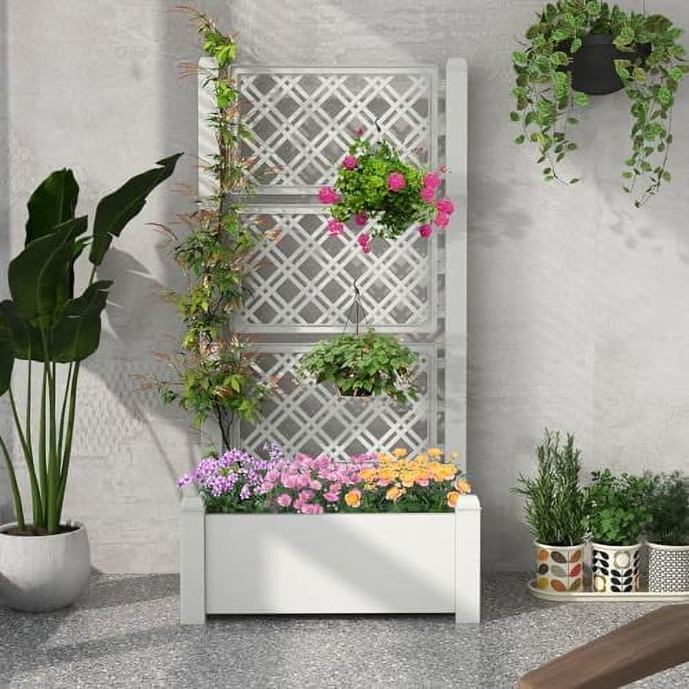 Garden Planter with Trellis, Self Watering Raised Garden Bed with ...