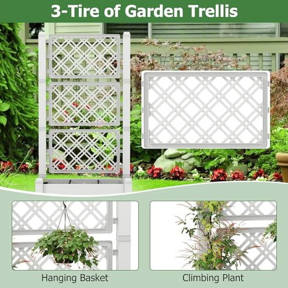 Garden Planter with Trellis, Self Watering Raised Garden Bed with ...