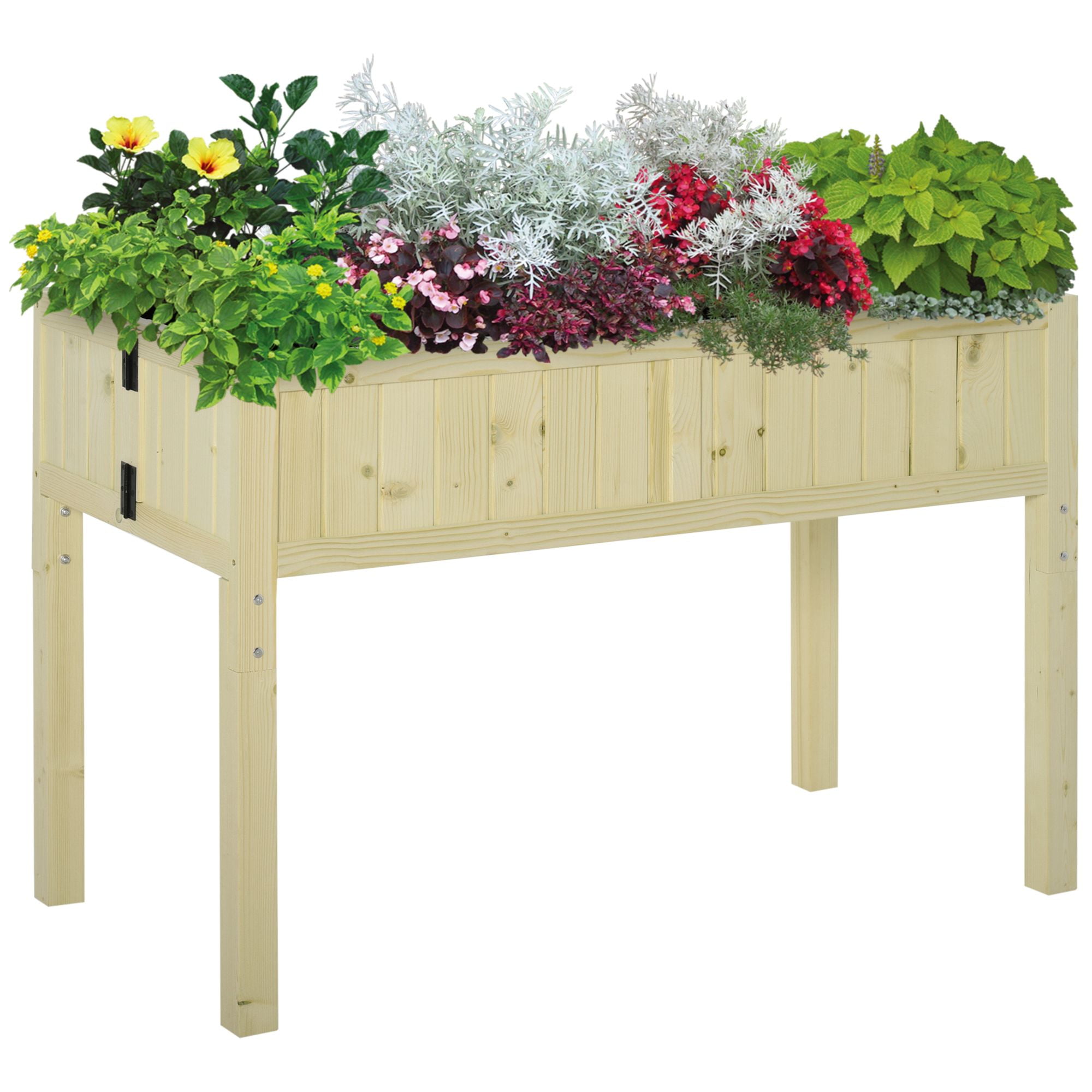 Garden Planter Wood Rectangular Folding Outdoor Workstation with ...