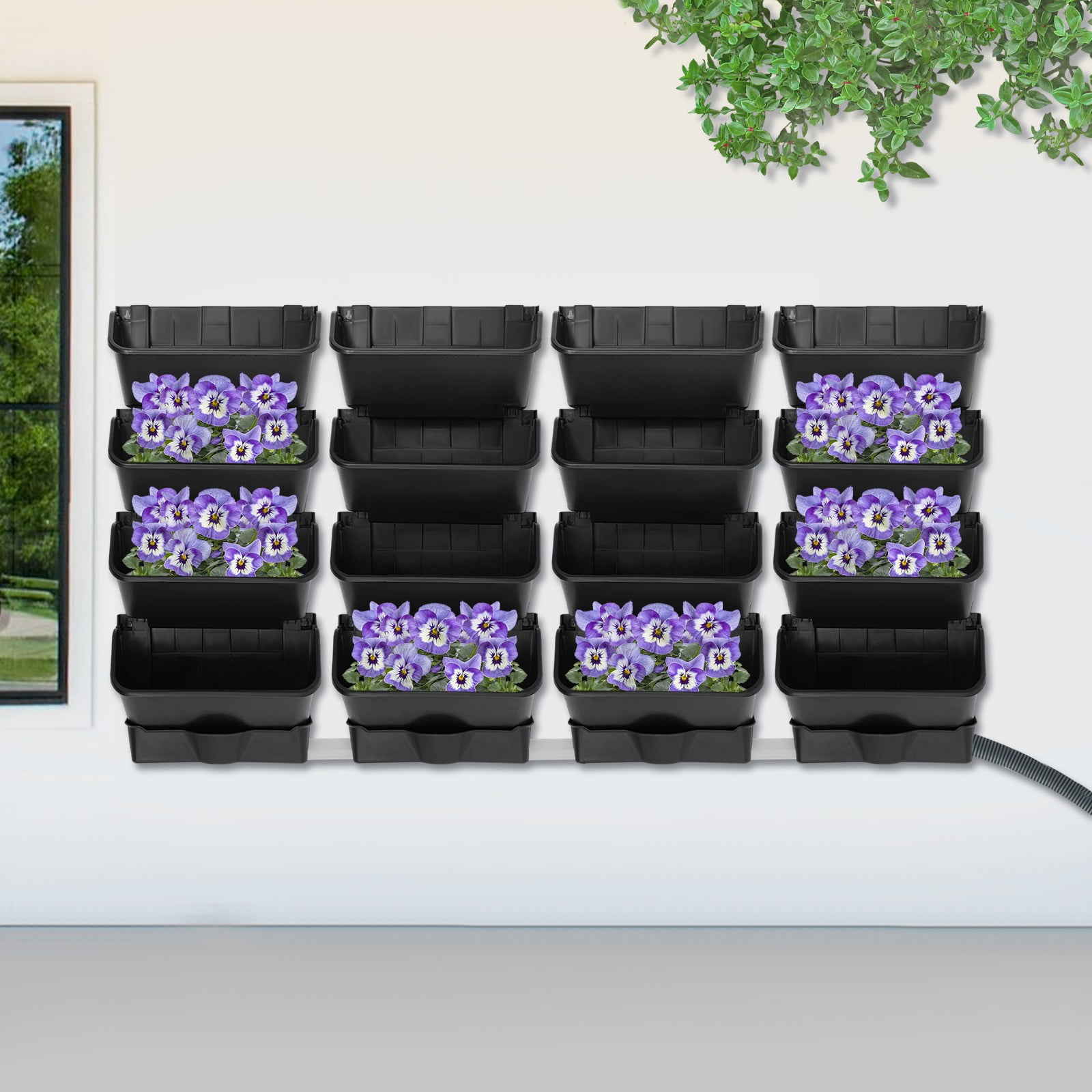 Garden Planters, 16 Pcs Hanging Vertical Wall Planters for Decks ...