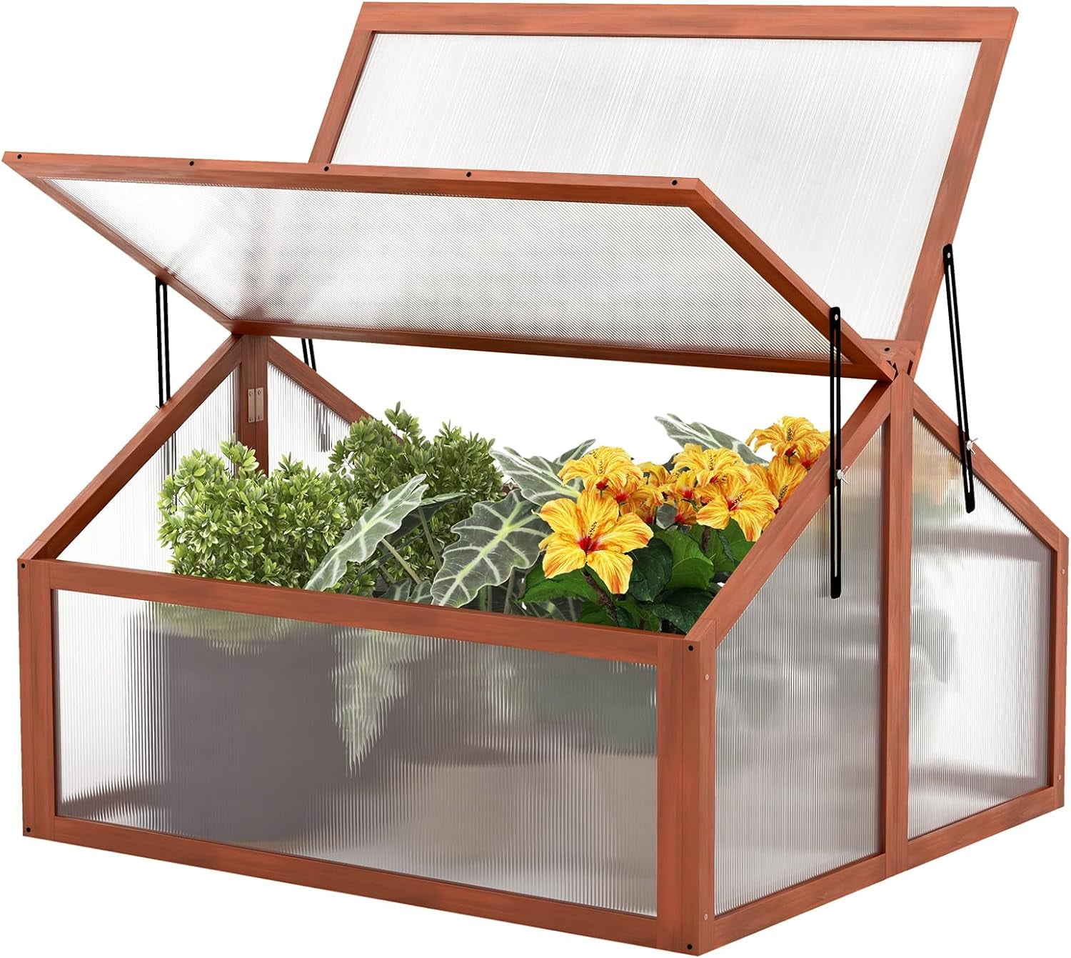 Garden Portable Wooden Cold Frame Greenhouse Raised Flower Planter ...