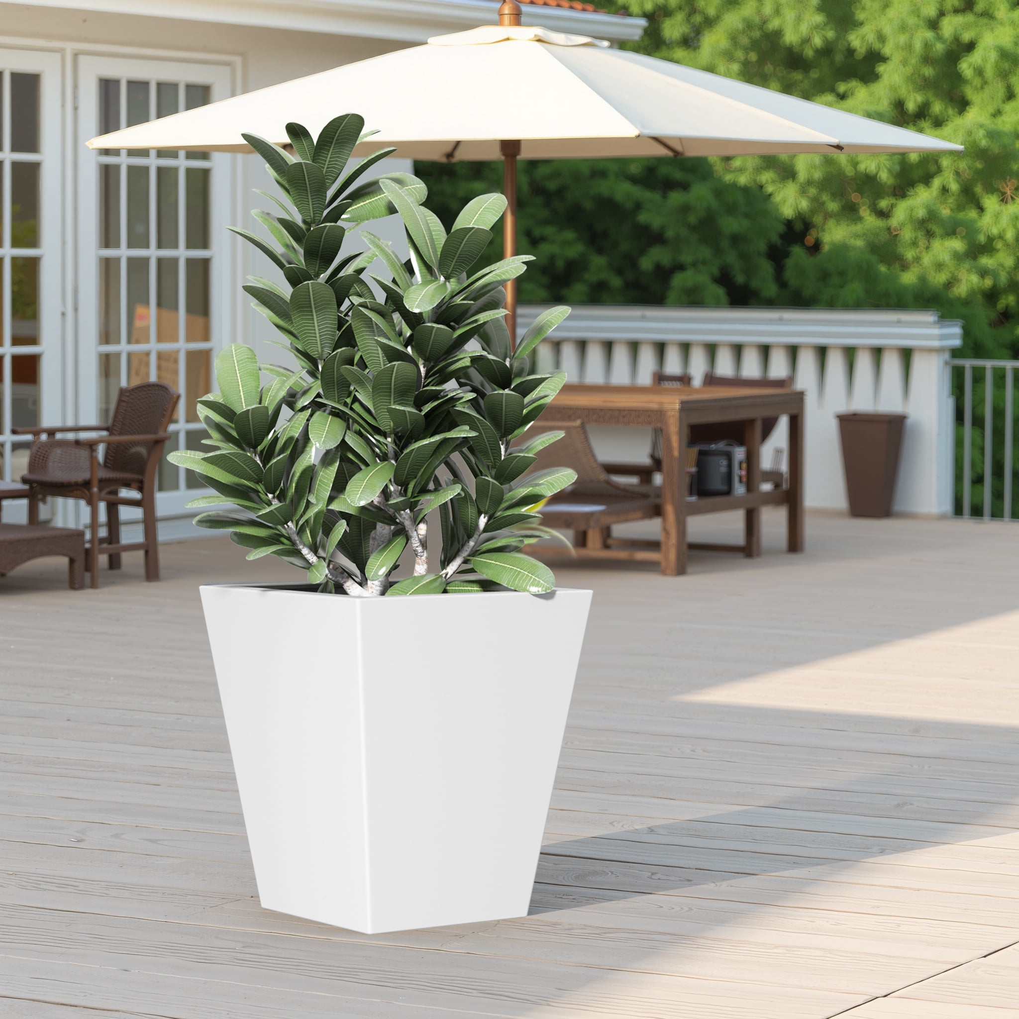 Garden Pots 22" H Tall Metal Tapered Planter – Large Outdoor & Indoor ...