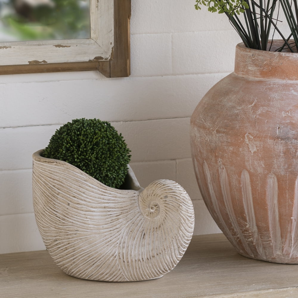 Garden Pots 8.5x5.5x6.3" Sand and Cement Nautilus Shell Planter with ...