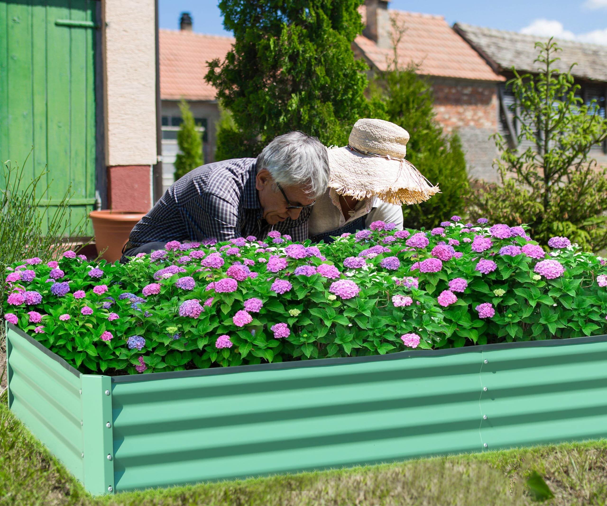 Garden Pots 8x4x1 ft Galvanized Raised Garden Bed, Outdoor Planter ...