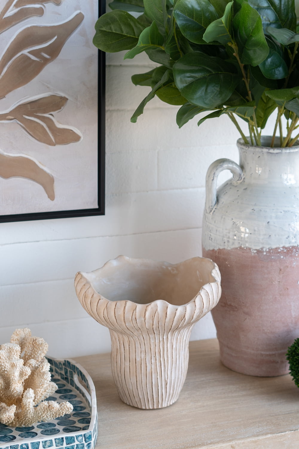 Garden Pots 9.3x9x8.7" Sand and Cement Coral Planter with Textured ...