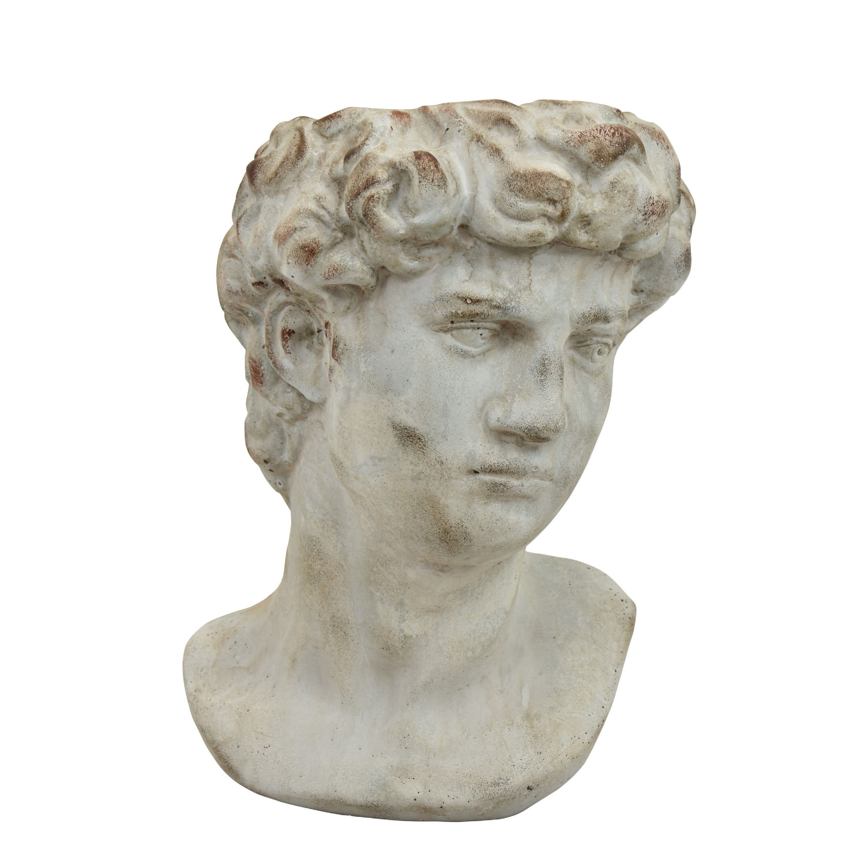 Garden Pots Classical Planter Bust, Gray Terracotta Sculptural Art ...