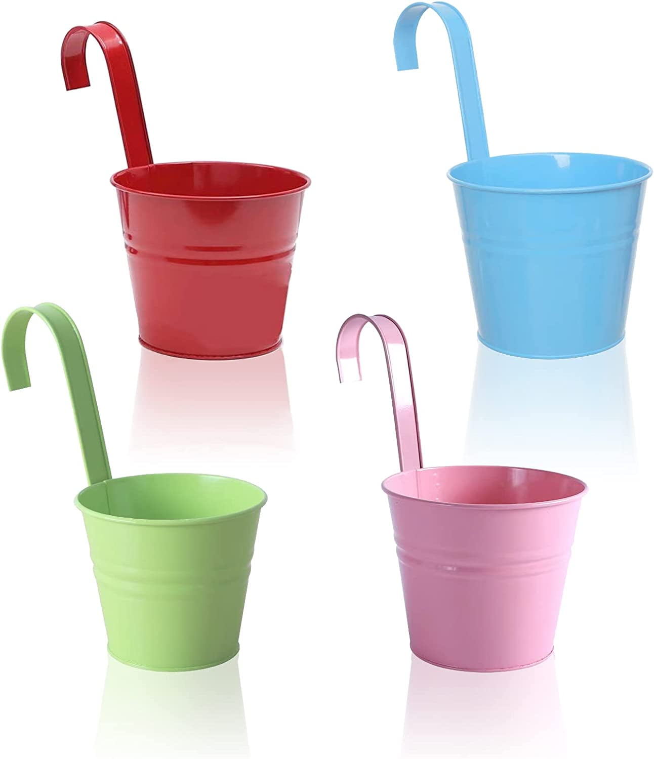 Garden Pots Hanging Buckets,4PCS Metal Flower Hanging Plant Pots Mini ...
