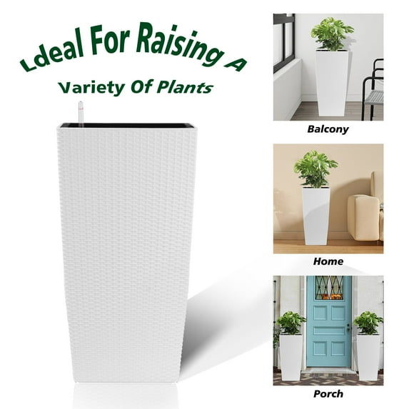 Garden Pots Indoor/Outdoor Modern Faux Rattan Design Square Planter, 30 ...