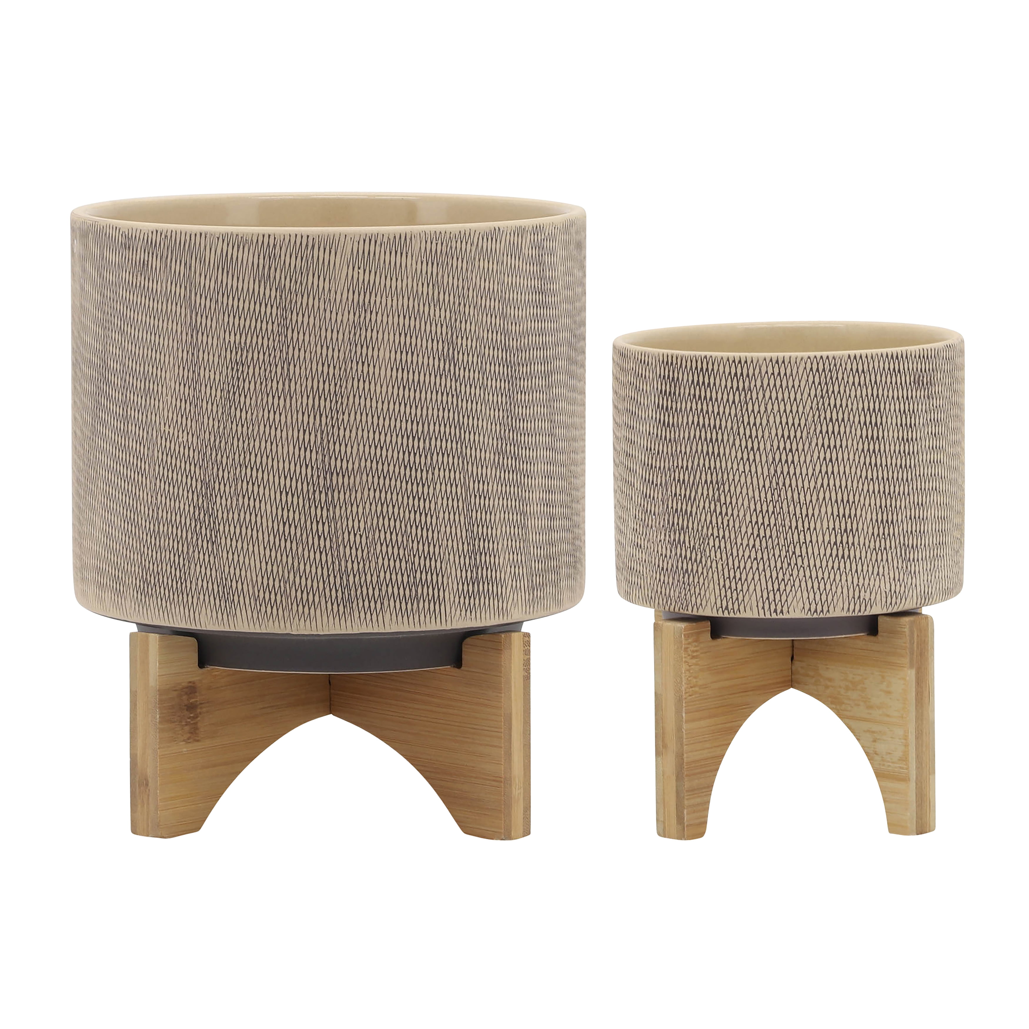 Garden Pots, S/2 5/8" MESH PLANTER W/ STAND, TAN, Outdoor Planters ...