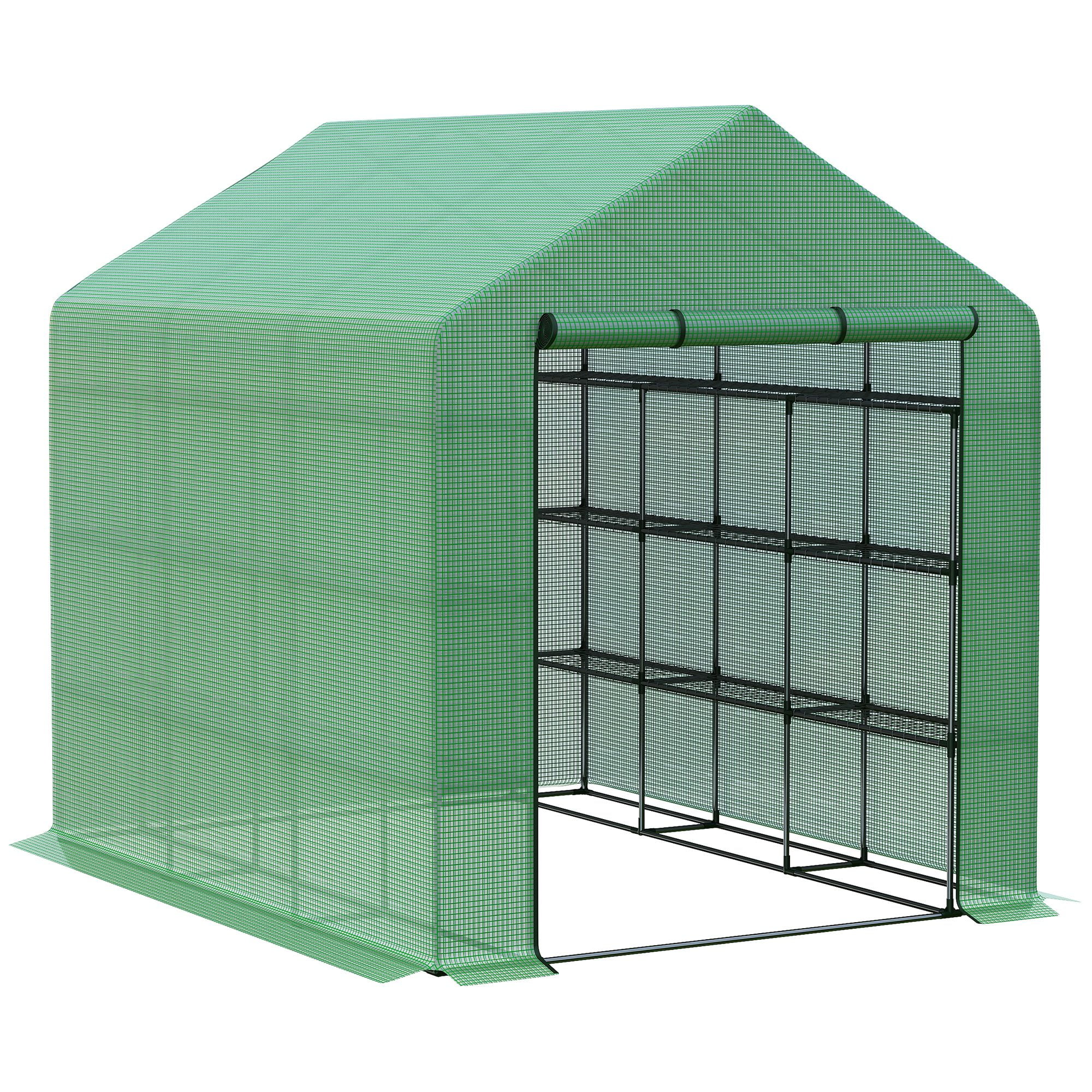 Garden Pots Walk-in Greenhouse for Outdoors with Roll-up Zipper Door ...