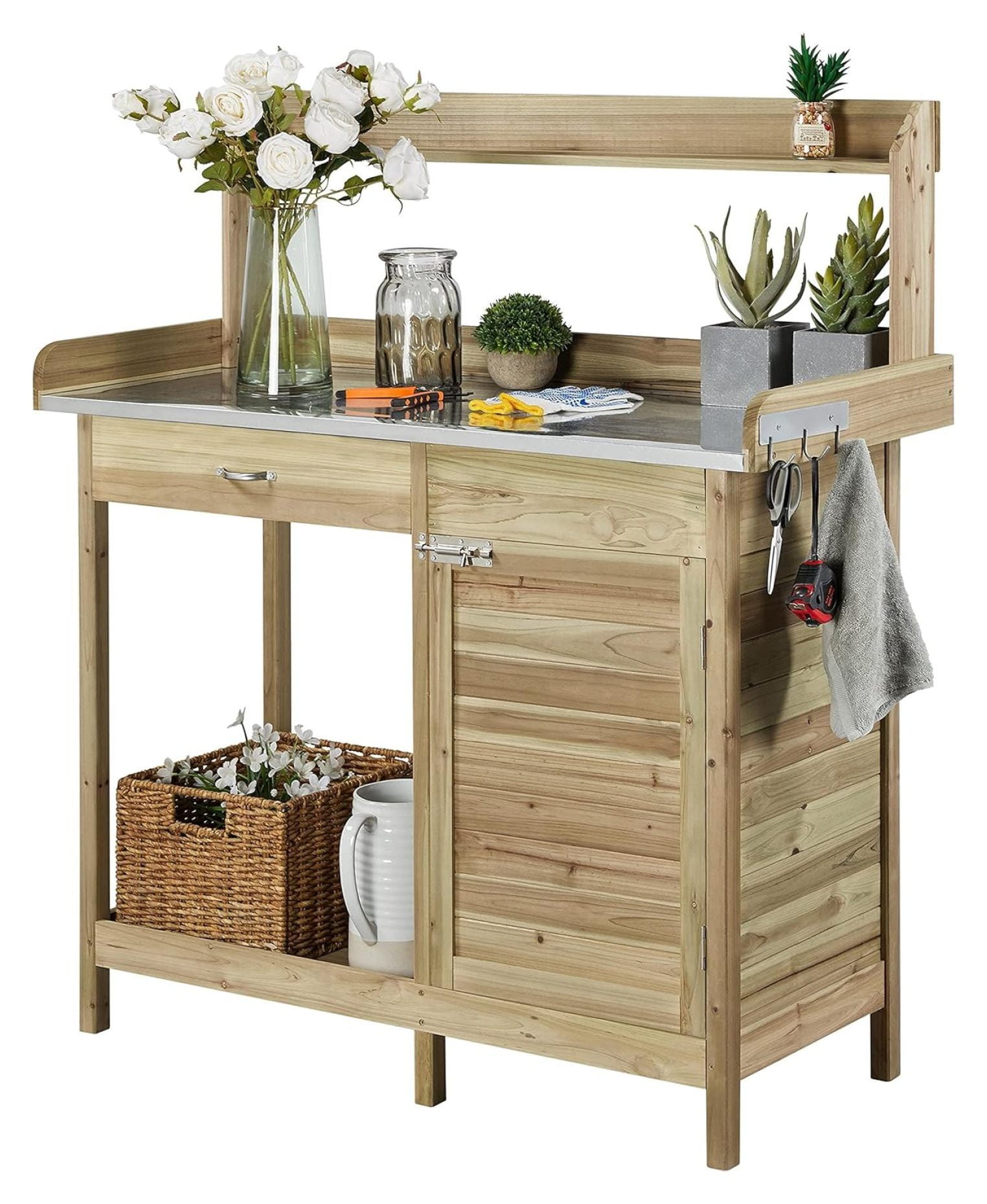 Garden Potting Bench Potting Table ACQ Lumber Wood Outdoor Work Station ...