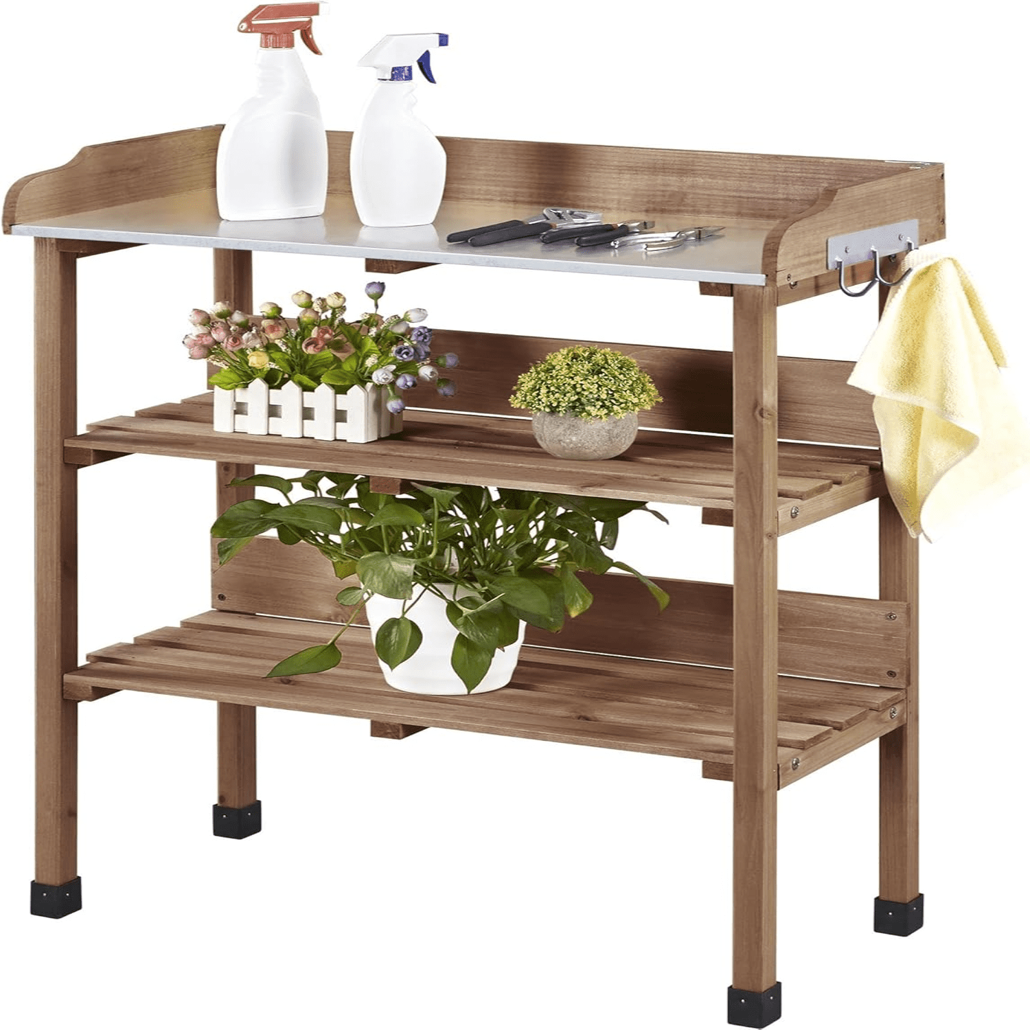 Garden Potting Table Horticulture Potting Bench w/Storage Shelf W/Metal ...