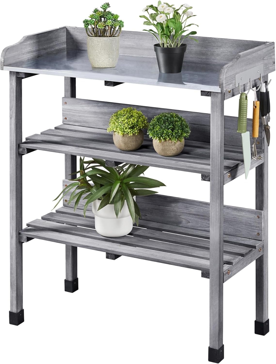 Garden Potting Table Horticulture Potting Bench w/Storage Shelf W/Metal ...