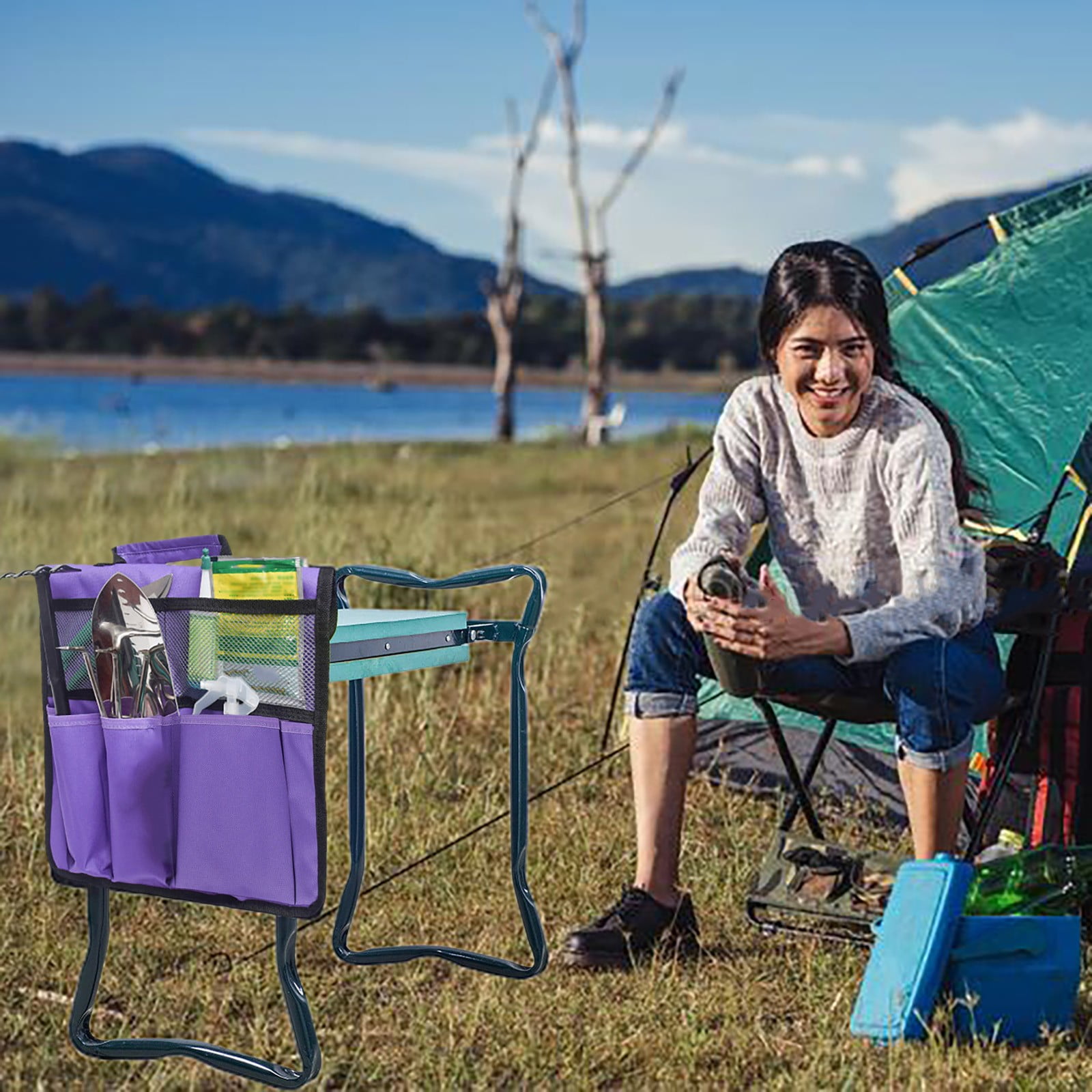 Garden Pouch Foldable Portable Garden Kneeler, Bench Kneeling Bag, Seat ...