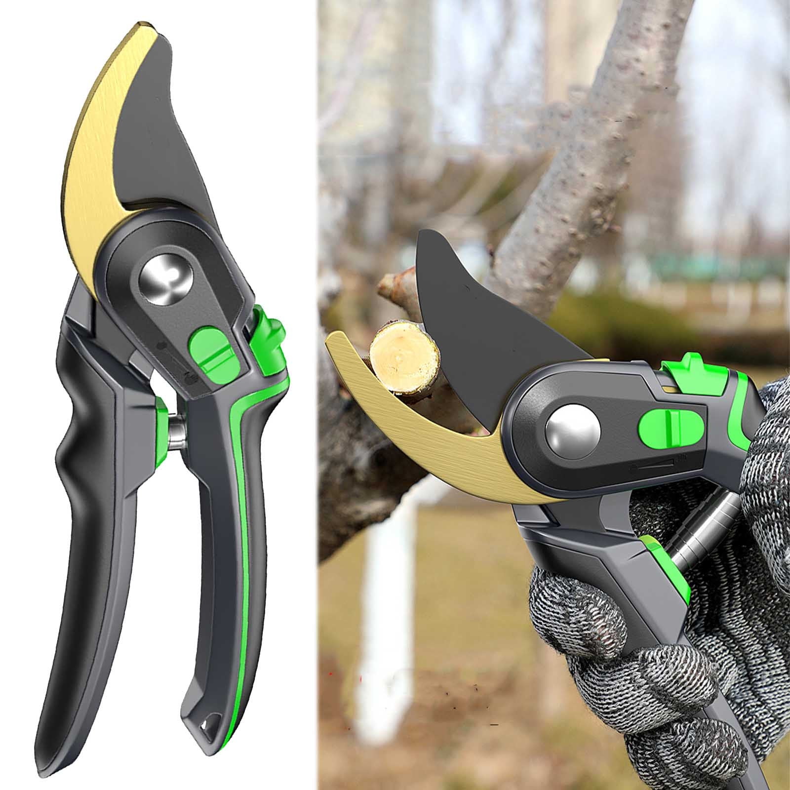 Garden Pruning Shears | Rust-Resistant Steel Pruner with Safety Lock ...