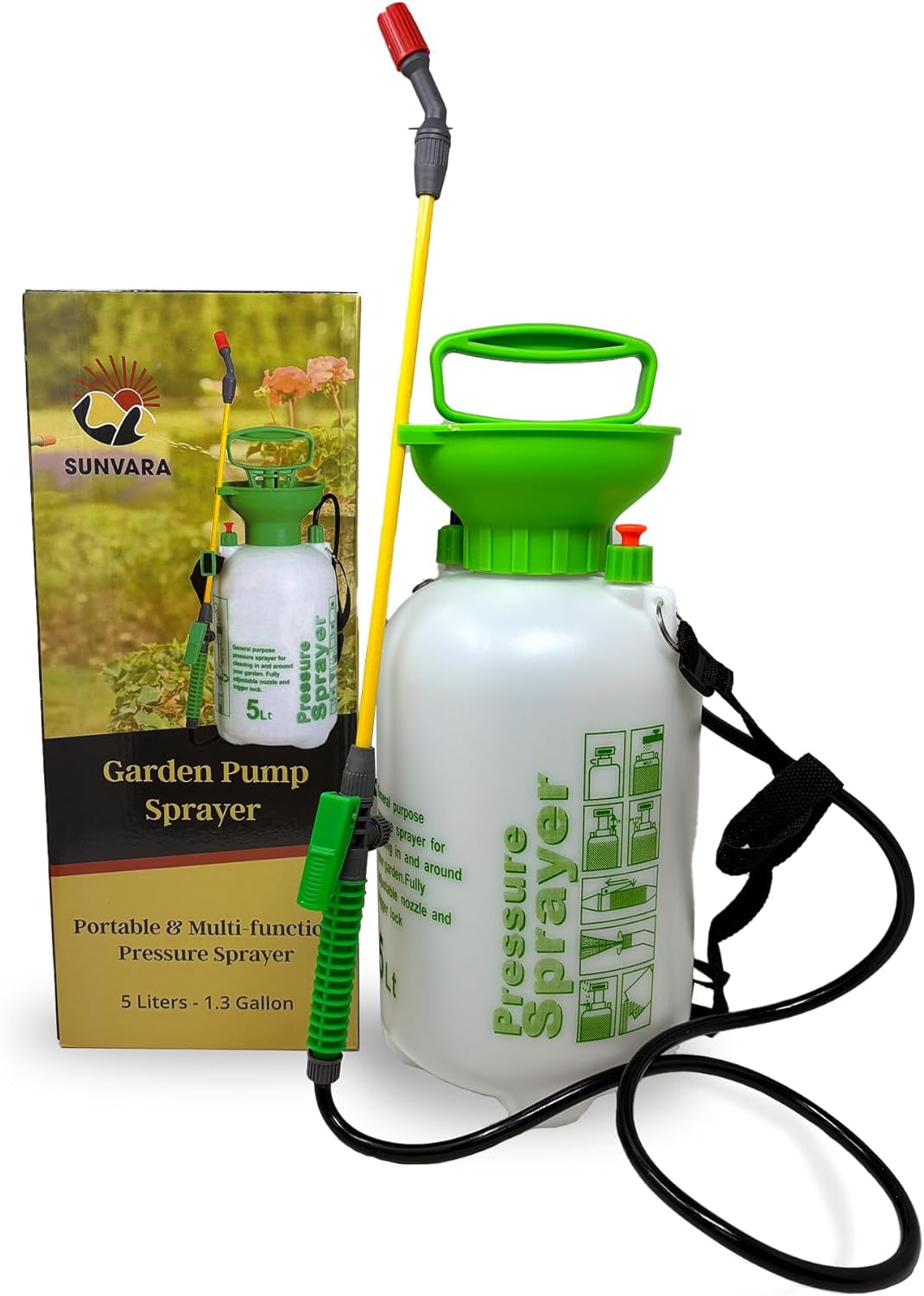 Garden Pump Sprayer 1.3 Gallon 5L Pressure Sprayer 1 Gallon Garden ...