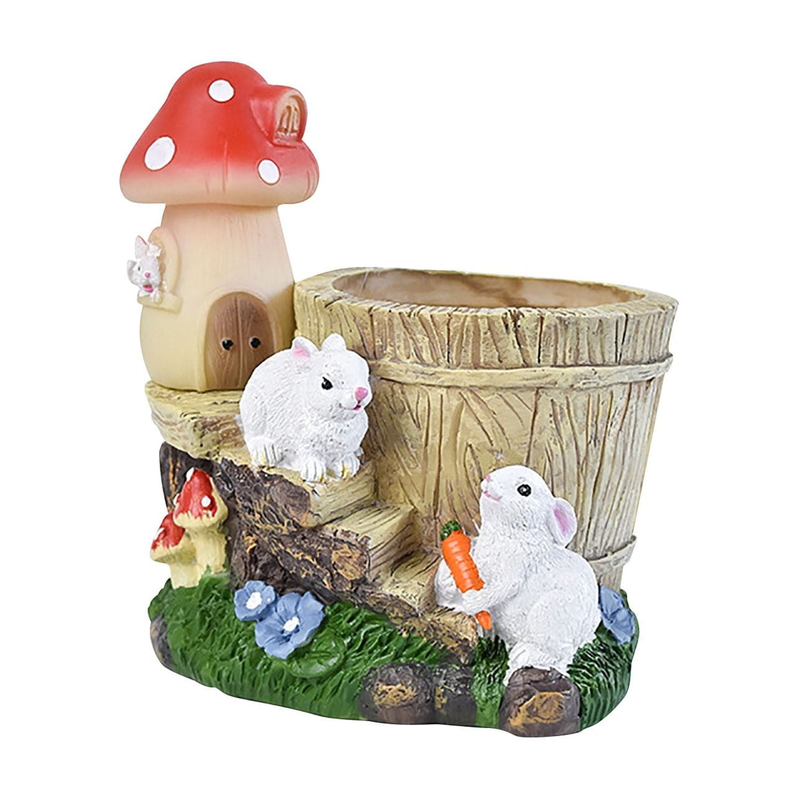 Garden Rabbit Statue,Resin Animals Figurine with Solar LED Light ...