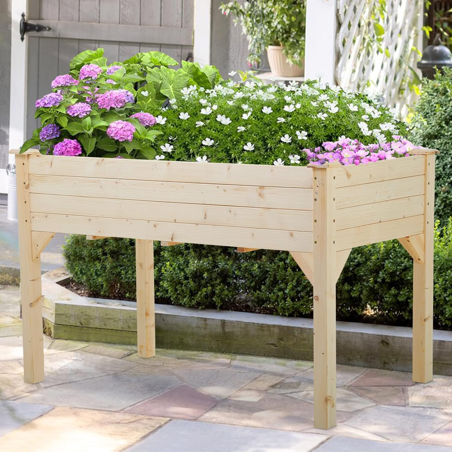Garden Raise Bed Elevated Wooden Planter Box Stand Patio Raised Garden ...