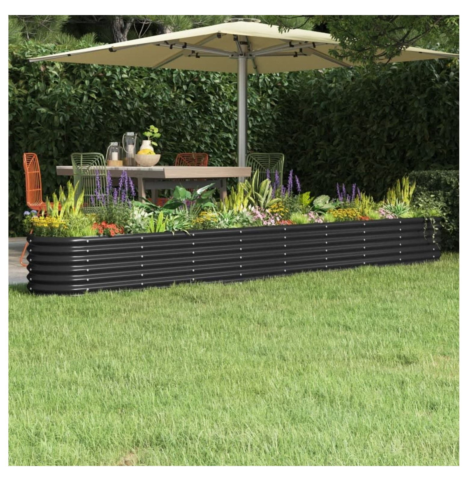Garden Raised Bed Powder-coated Steel 130.7"x15.7"x14.2" Anthracite ...
