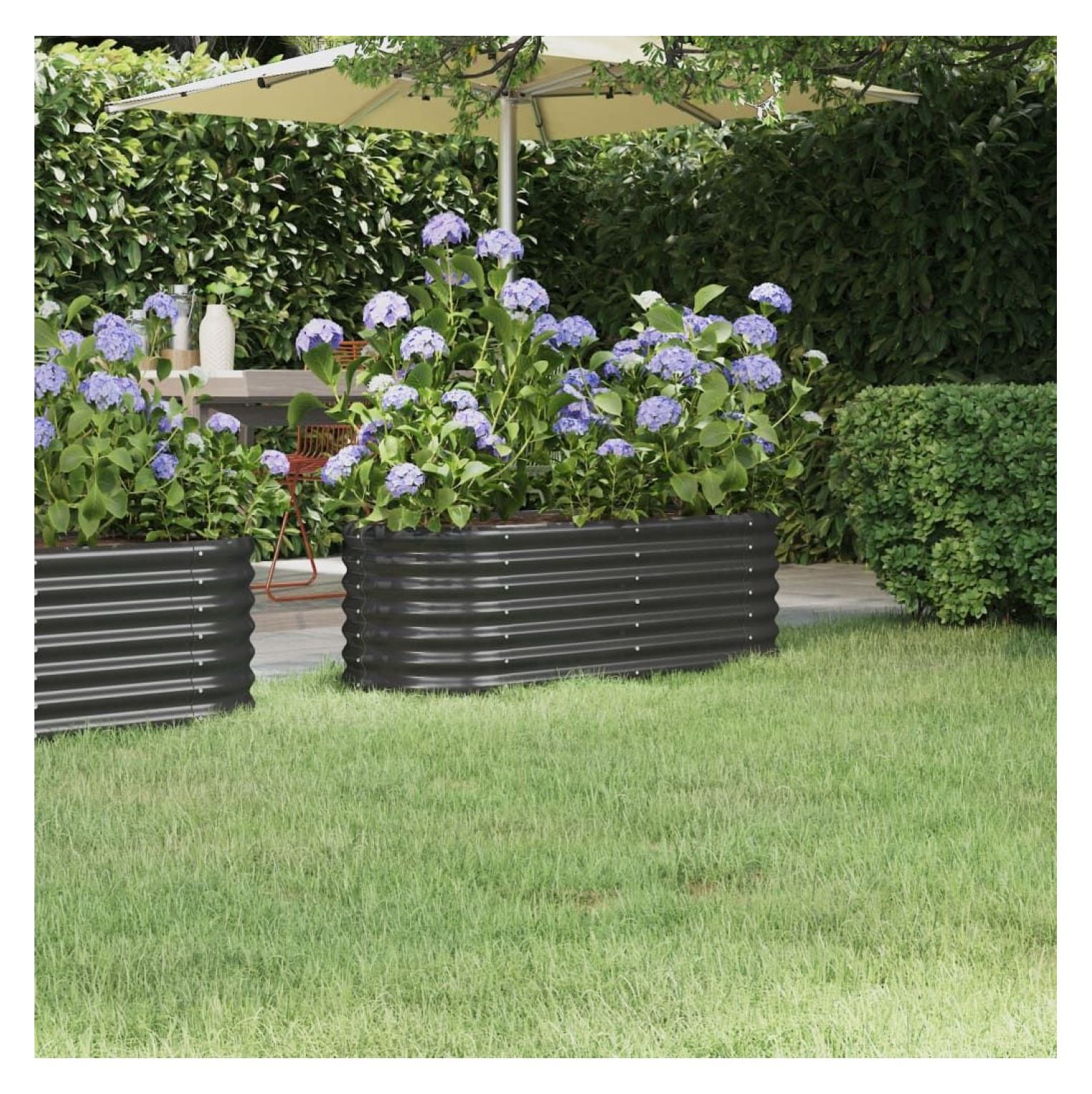 Garden Raised Bed Powder-coated Steel 44.9"x15.7"x14.2" Anthracite ...