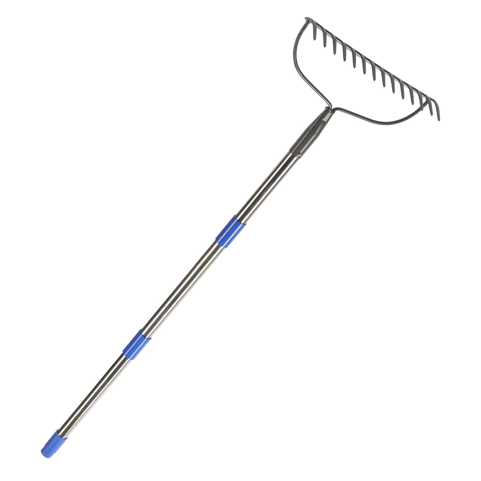 Garden Rake, 5 FT Metal Rake for Lawns - Level Head Rake with Stainless ...
