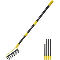 FLY HAWK Garden Rake, Rake for Leaves, 77 inch Metal Bow Rake with 17 ...