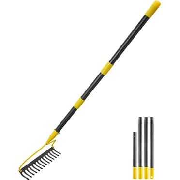 KAMIDA Adjustable Metal Rake for Leaves,Garden Dethatcher Yard Rake ...