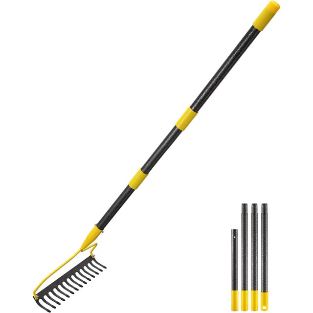 Garden Rake,72 Inch Long 14 Inch Wide Heavy Duty 14 Tines Metal Bow ...