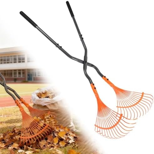 Garden Rake, Black Orange Plastic Fan Design, Heavy Duty Lawn Leaf ...