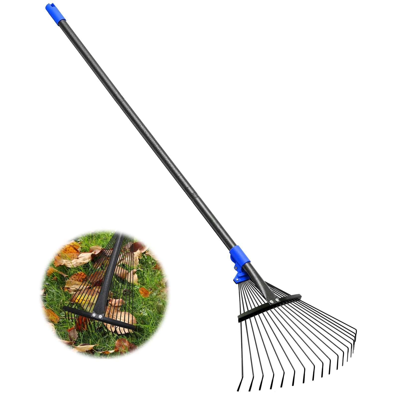 Garden Rake with Expandable Head from 9.5 inch to 17 inch, Heavy Duty ...