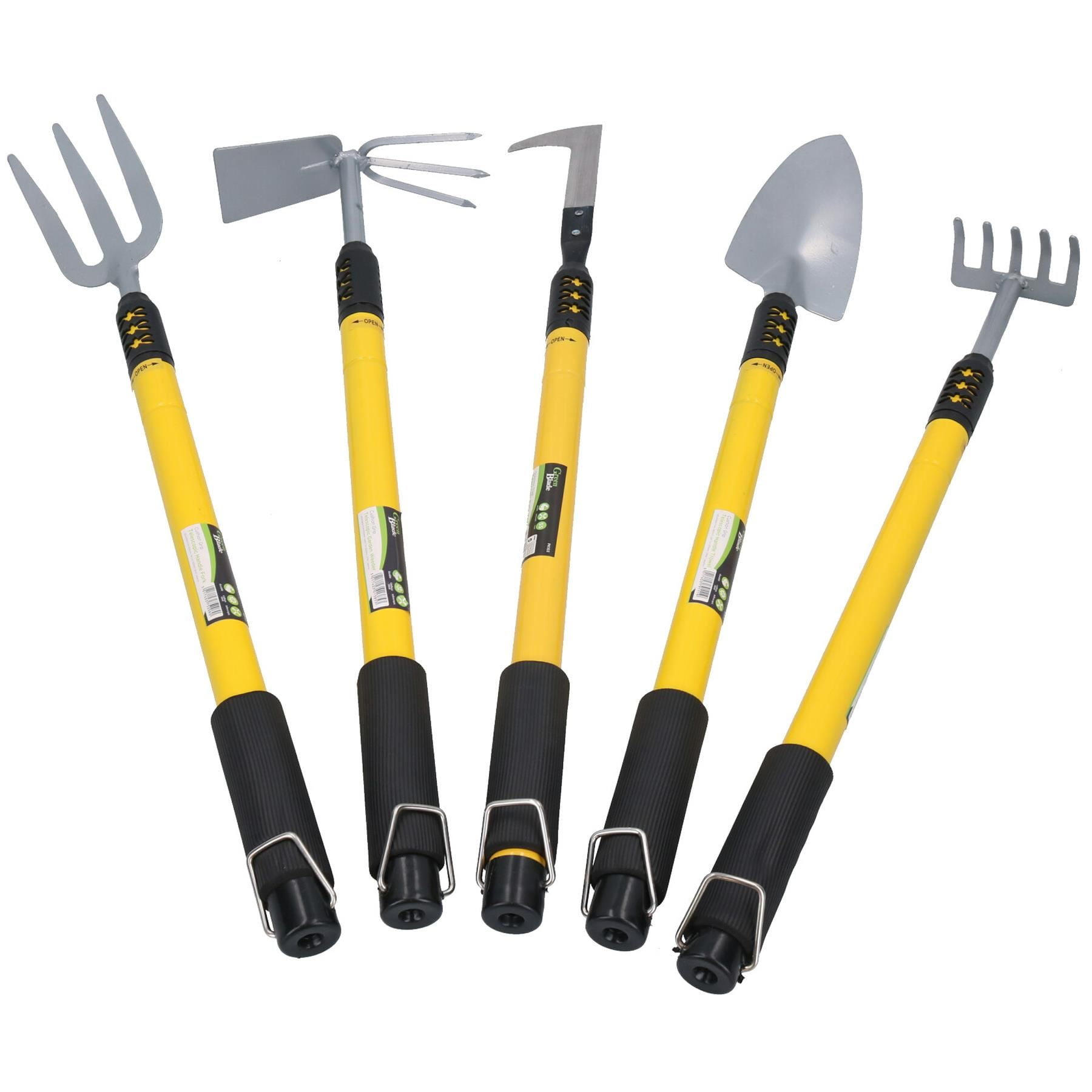 Garden Rake, Fork, Weeder, Shovel & Hoe with Telescopic Handles 25 ...