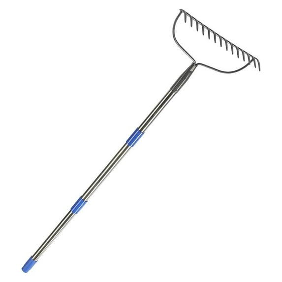 Garden Rake Heavy Duty Bow Rake with 60" Stainless Steel Handle Metal ...