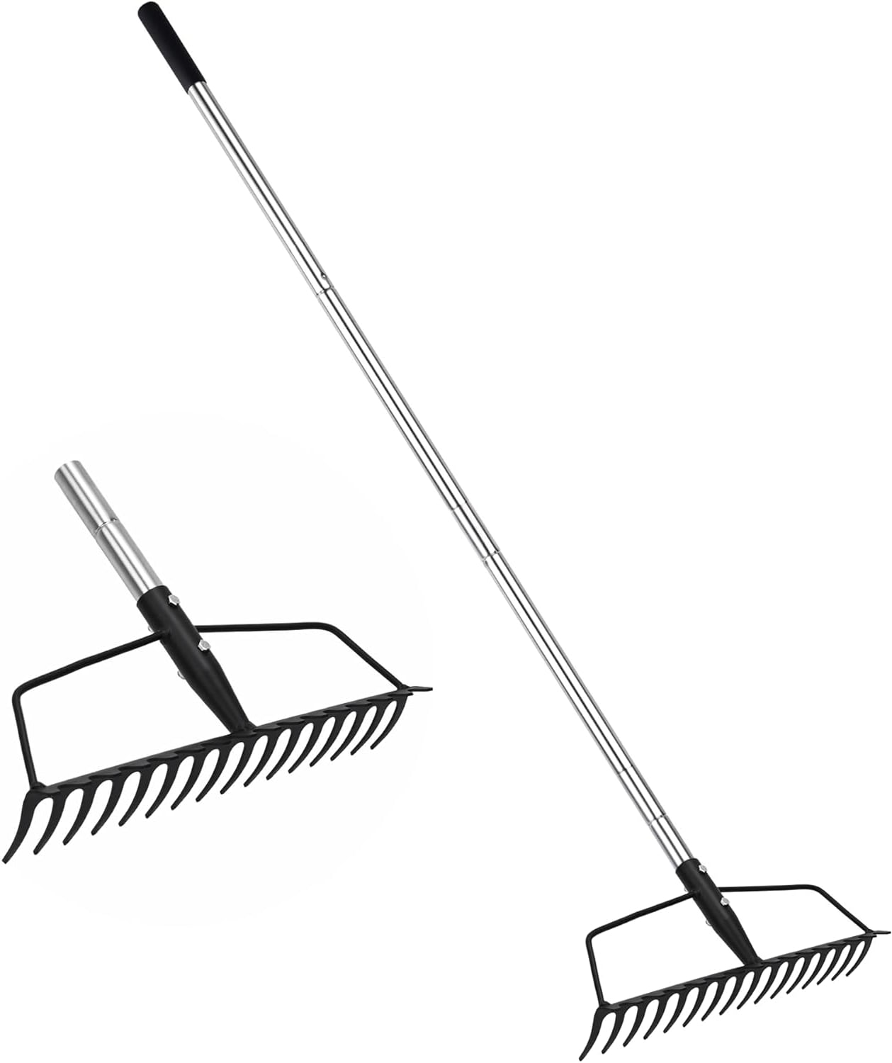 Garden Rake, Metal Sturdy and Heavy Duty Metal Rake, Bow Rake with ...