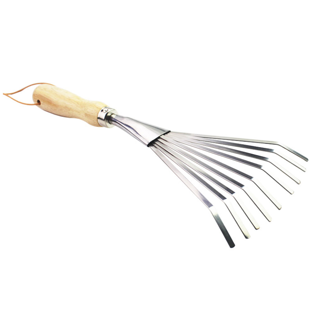 Garden Rake Portable Leaf Hand Rake Gardening Tool with Ergonomic ...